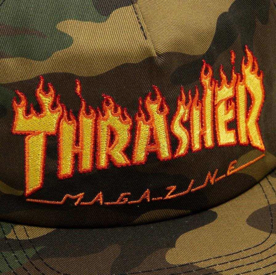 THRASHER Flame Logo (camo) cap | Clothing \ Street \ Caps | Skateshop ...